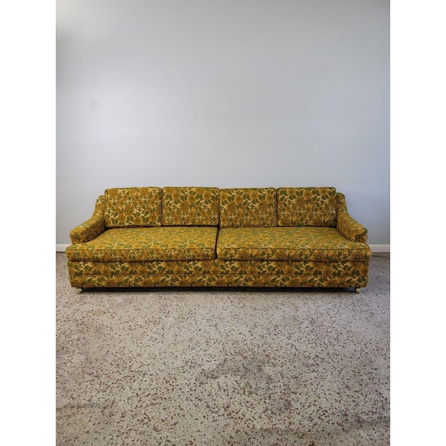 Mid Century Modern Three Cushion Sofa with Vintage Flower Power ...
