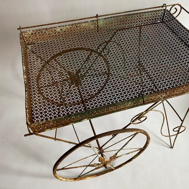 Vintage French Metal Garden Flower Cart | Chairish