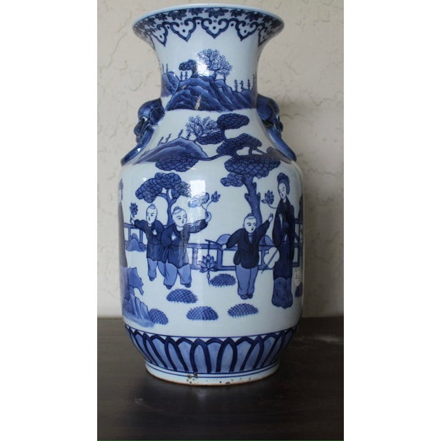 Pair of Blue & White Chinese Porcelain Figural Scenic Vases W/ Doyle ...