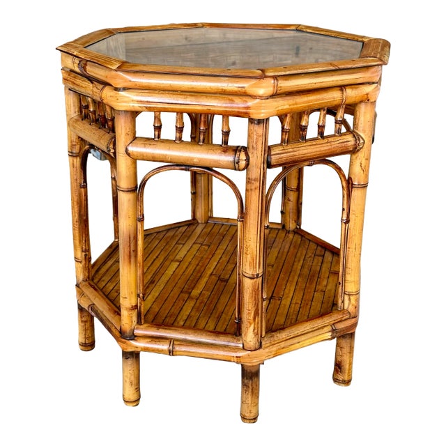 Mid-20th Century Coastal Brighton Pavillion Style Bamboo Side Table ...