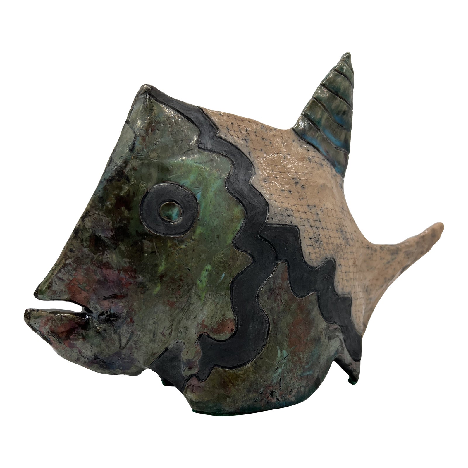 Vintage Studio Art Pottery Fish Sculpture Signed S. Dewitt | Chairish