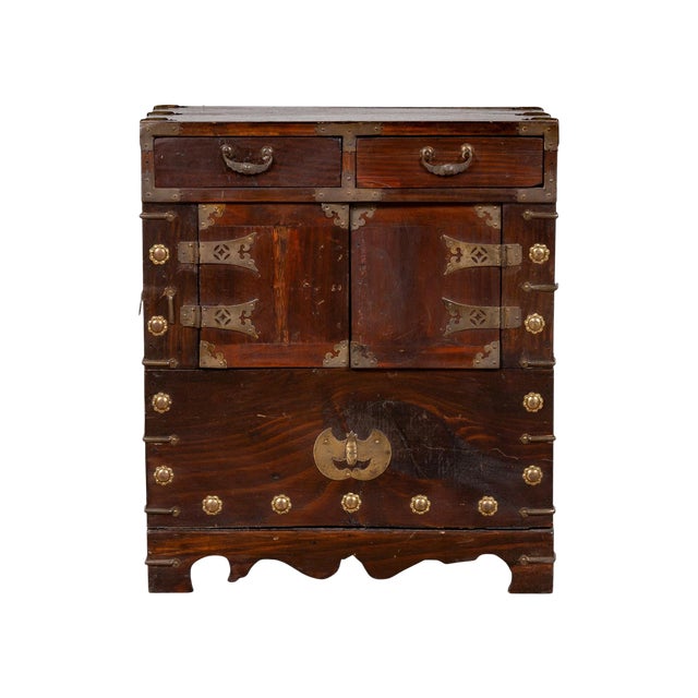 Vintage Korean Side Chest With Brushed Brass Hardware, Drawers and ...