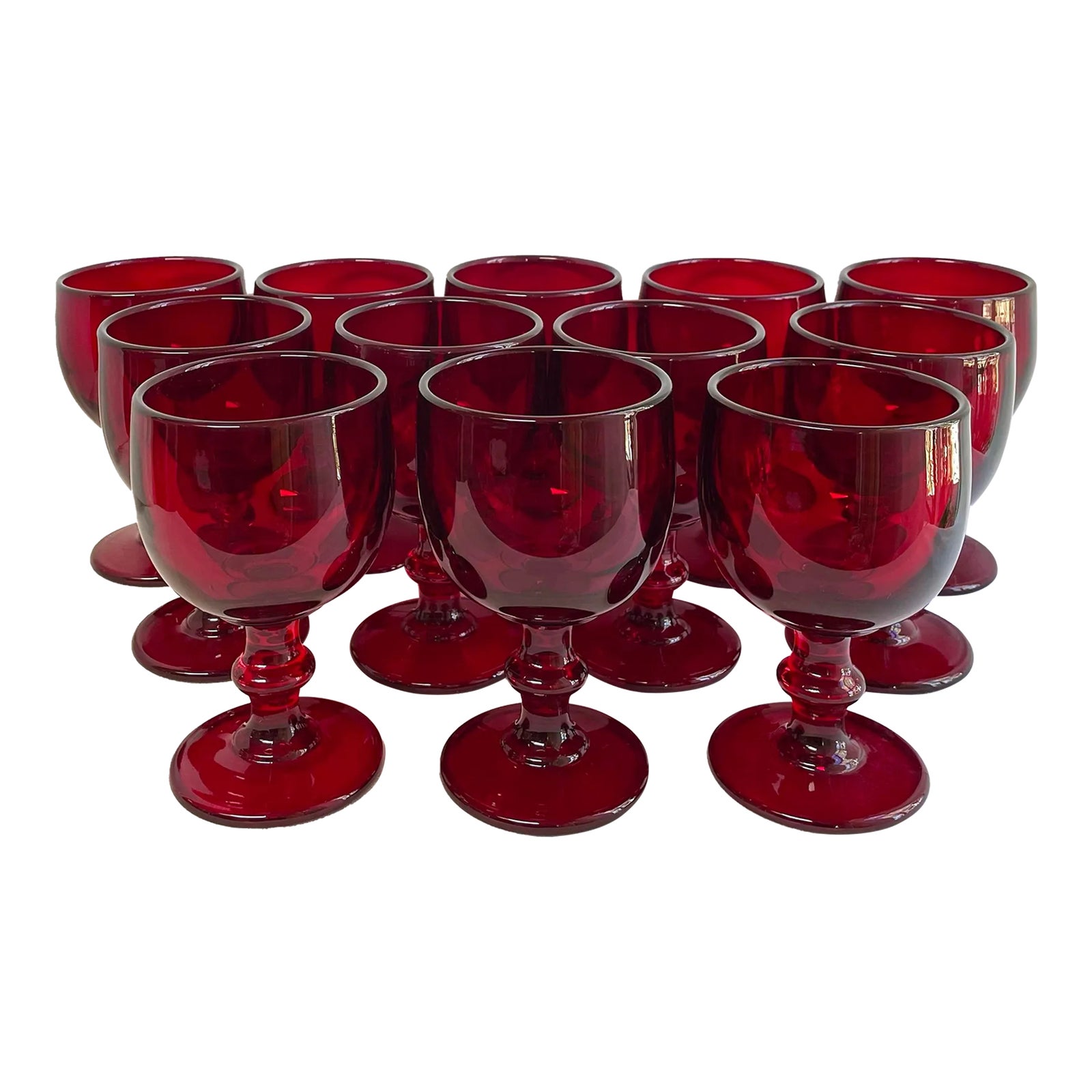 1960s Ruby Red Goblets - Set of 12 | Chairish