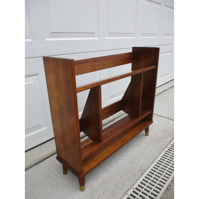 Mid-Century Modern Walnut Bookcase - Encyclopedia Stand | Chairish