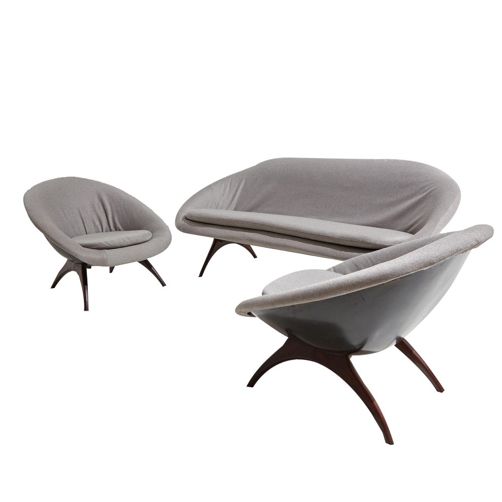 Angelina Sofa and Lounge Chairs by Walter S. Chenery for Lurashell ...