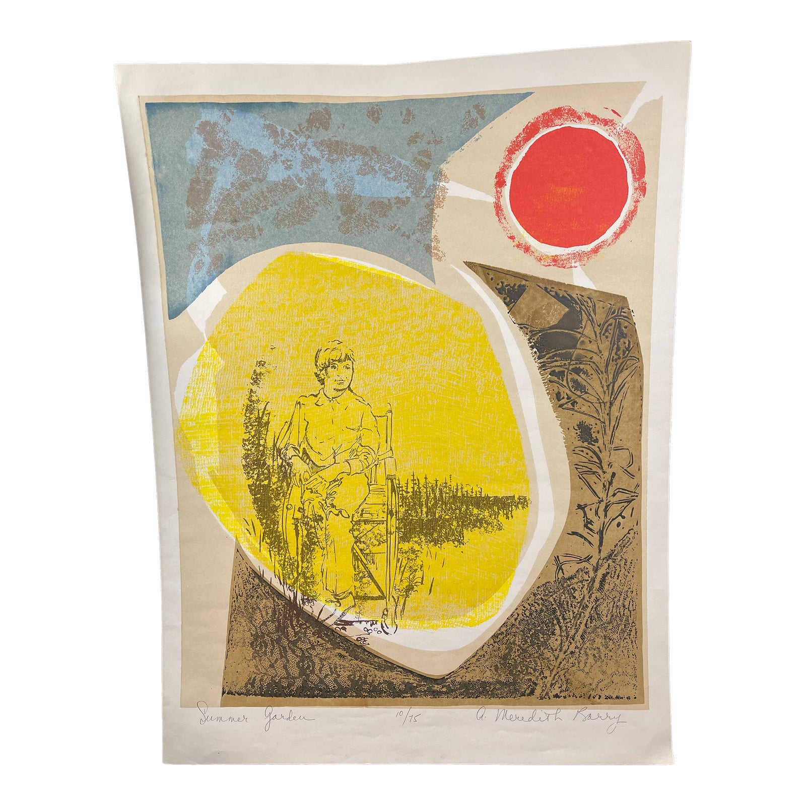 Mid 20th Century Mid Century Block Print Anne Meredith Barry Signed ...