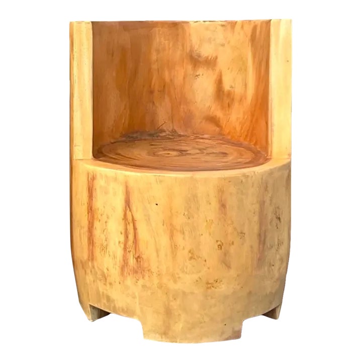 Vintage Boho Carved Tree Trunk Chair | Chairish