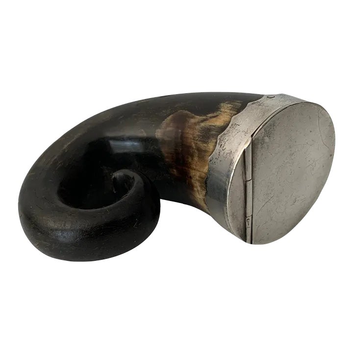 19th Century Scottish Ram's Horn Snuff Mull With Silver Top | Chairish