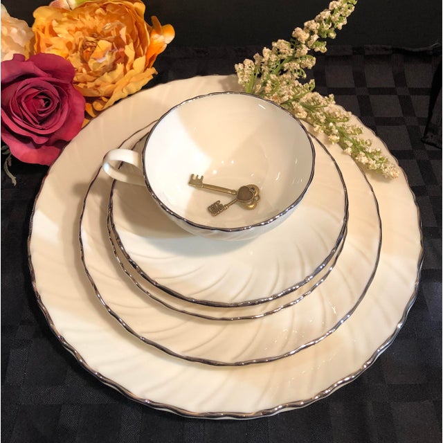 Lenox Weatherly Swirled Dish Platinum Rim Edge Dishes - Set of 10 ...