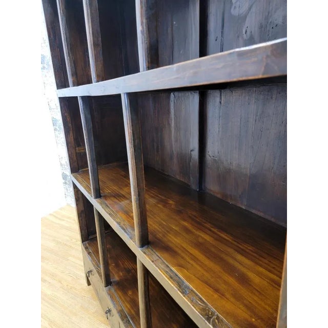 1900s Antique Shanxi Province Elmwood Open Shelf Display Bookcase With ...
