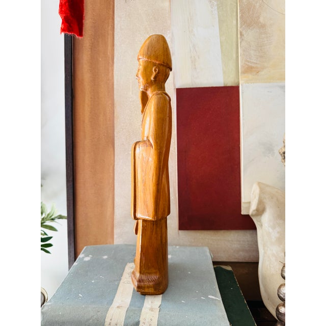 Vintage Hand Carved Wooden Scholar Figure Asian Decorative Sculpture ...