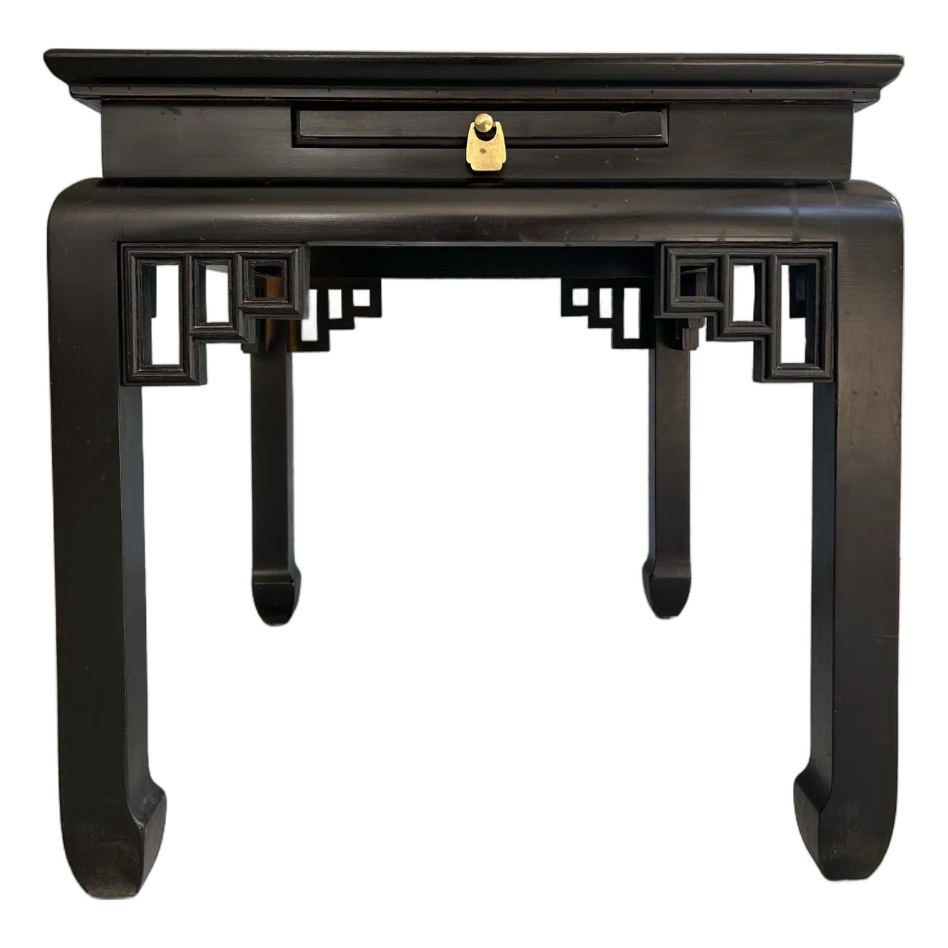 Ethan Allen Chinoiserie Side End Table-Black Lacquered Burl Elm ...