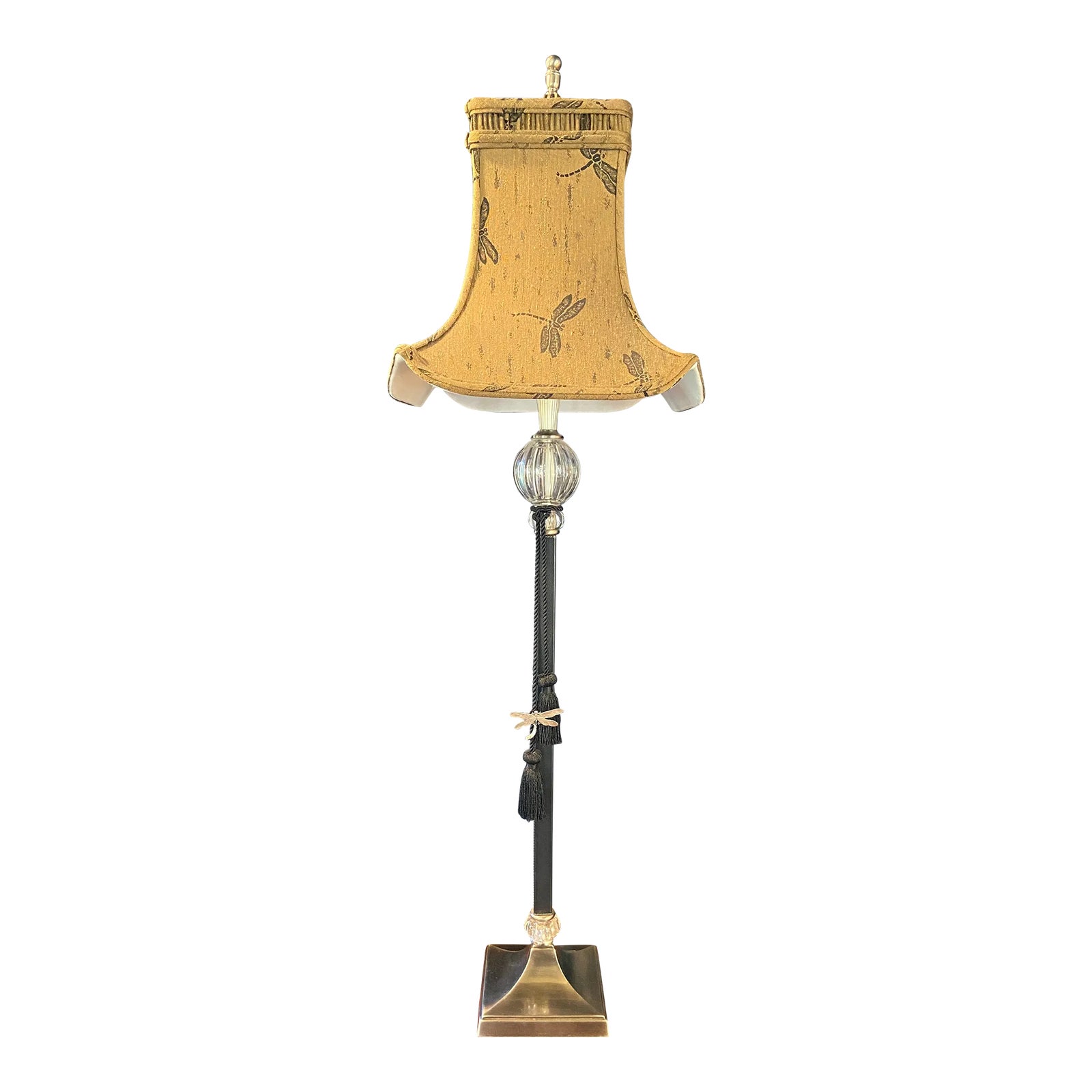 Early 21st Century Concord Leather Wrapped Lamp With Glass Orb and ...