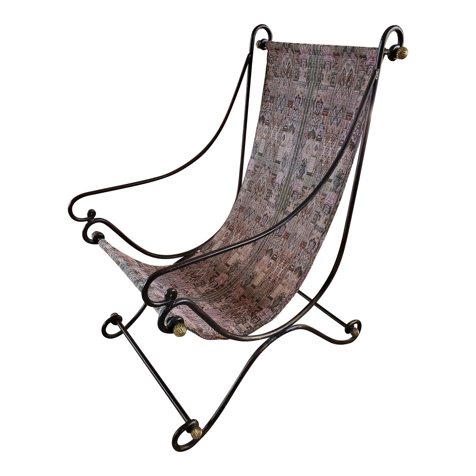 David Hicks English Iron Scroll Accent Chair | Chairish