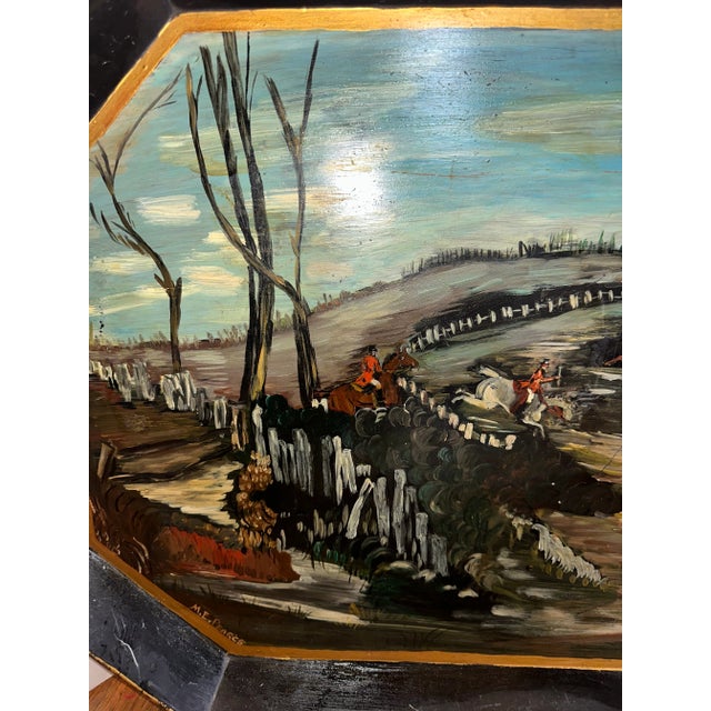 Vintage Nashco XL Hand Painted Fox Hunting Scene Decorative Tray, 1940s ...