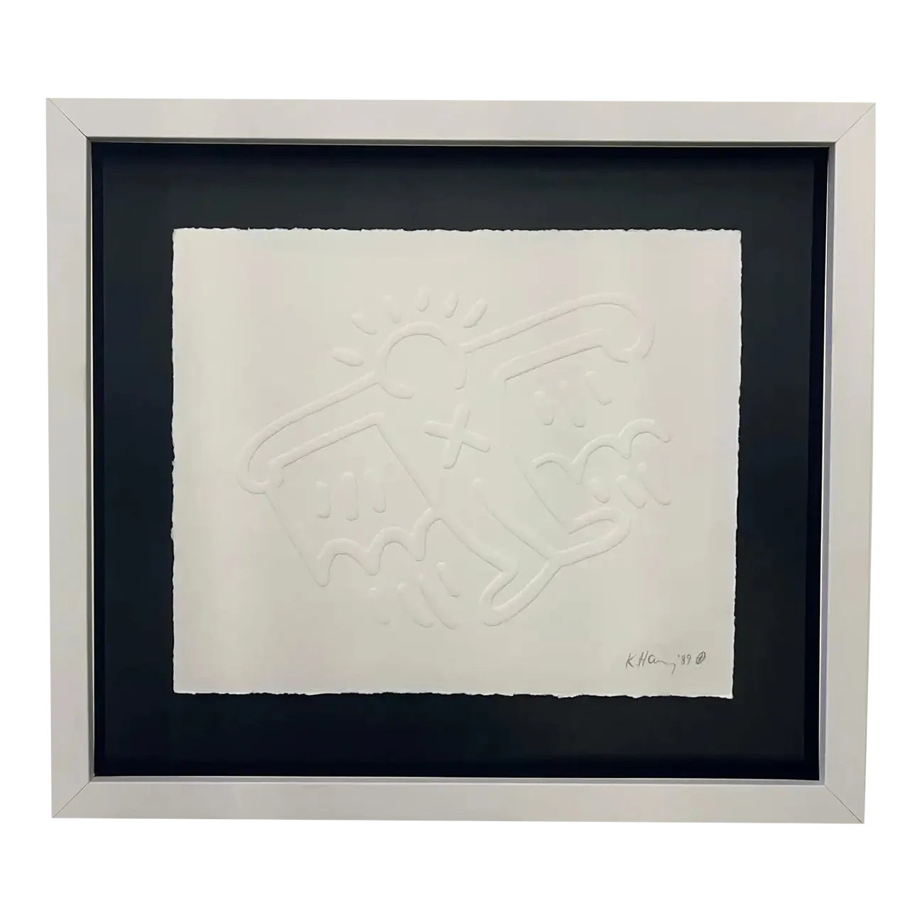 Keith Haring White Icon Flying Devil Embossed Screen Print, Hand Signed ...