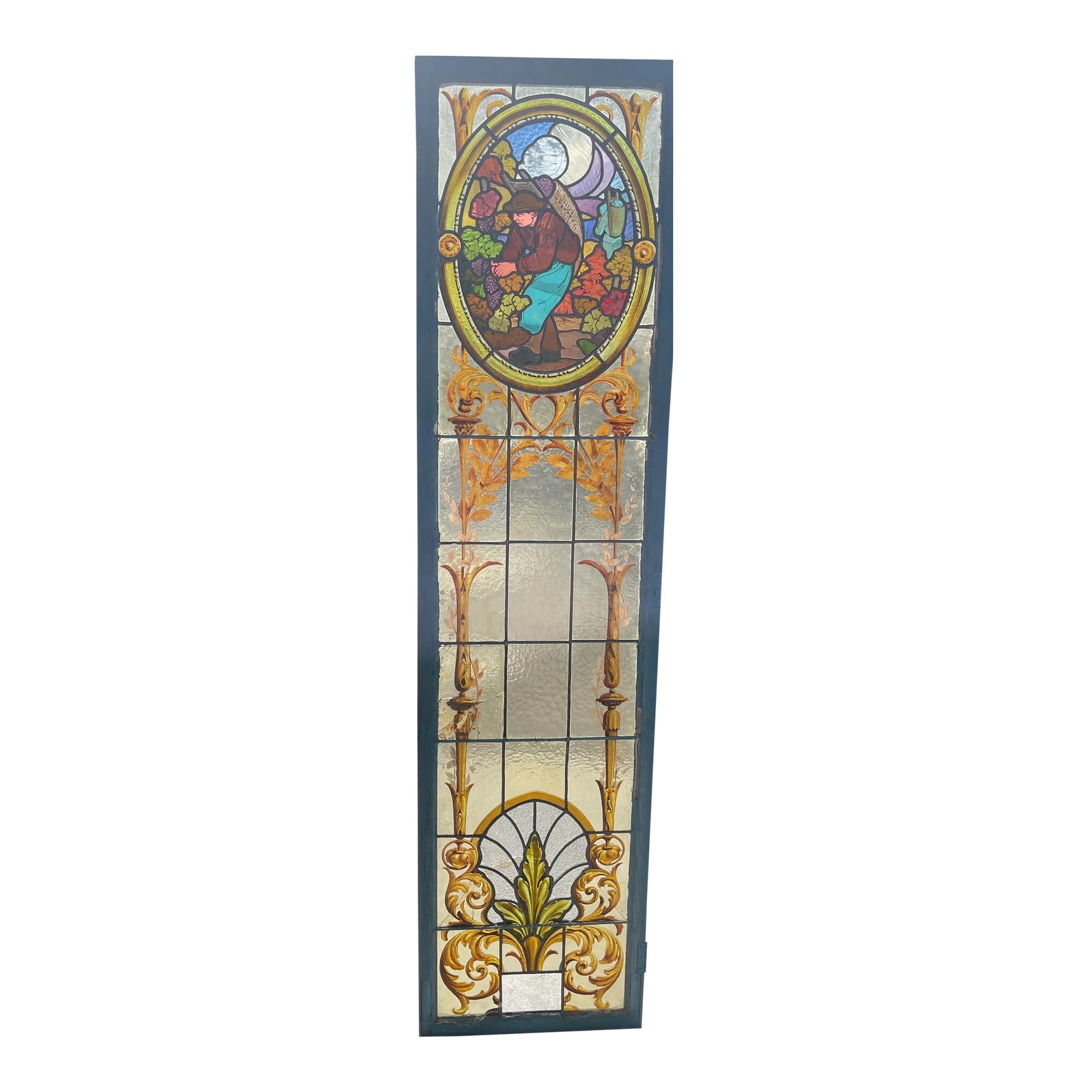French Stained Glass Window From 1890 Representing a Countryside Scene ...