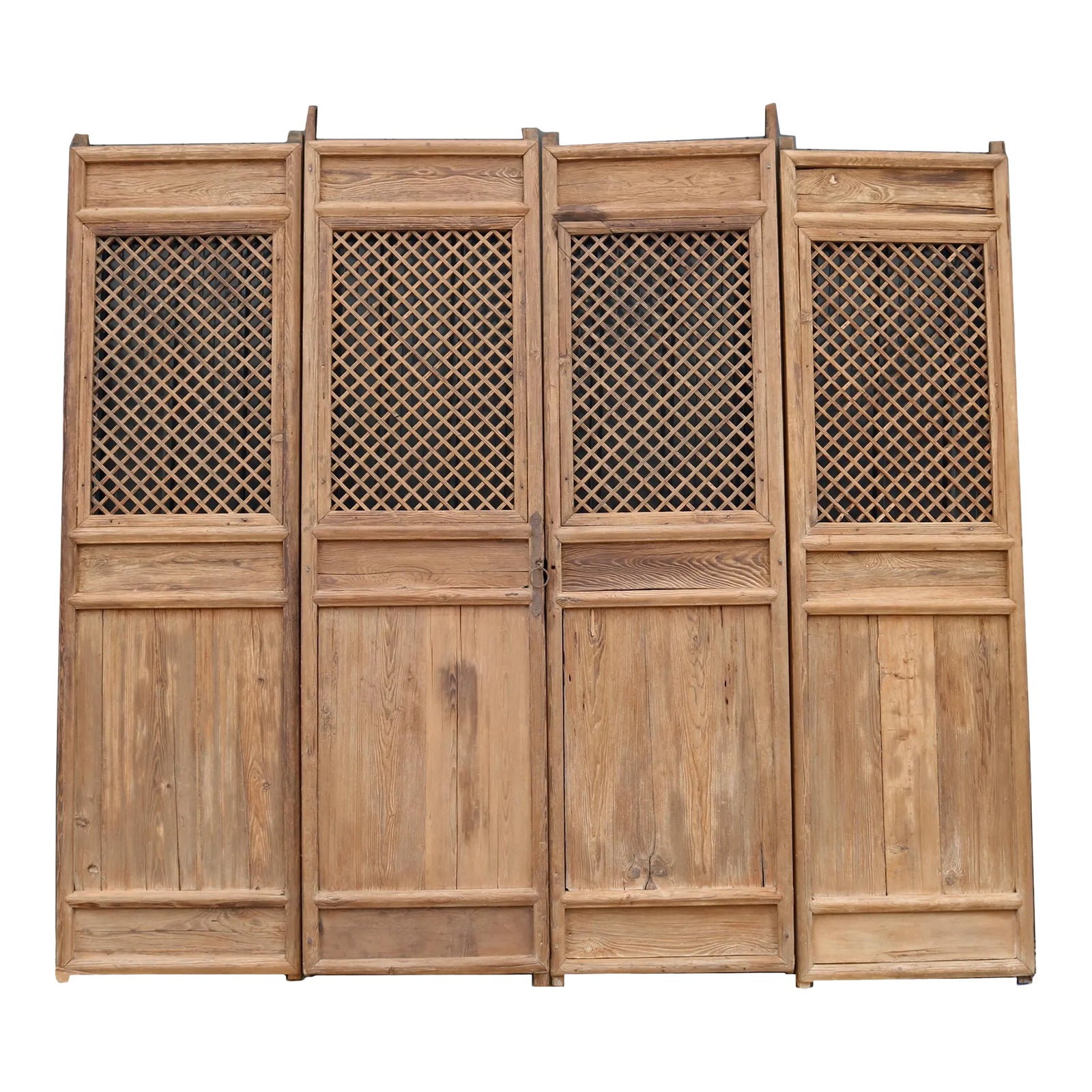 Early 19 Century Large Antique Chinese Lattice Screen Door- a Set of 4 ...