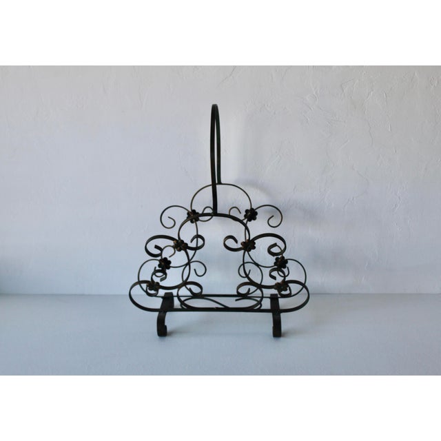 Vintage Italian Scroll Work Rosettes Metal Green Gold Magazine Rack ...