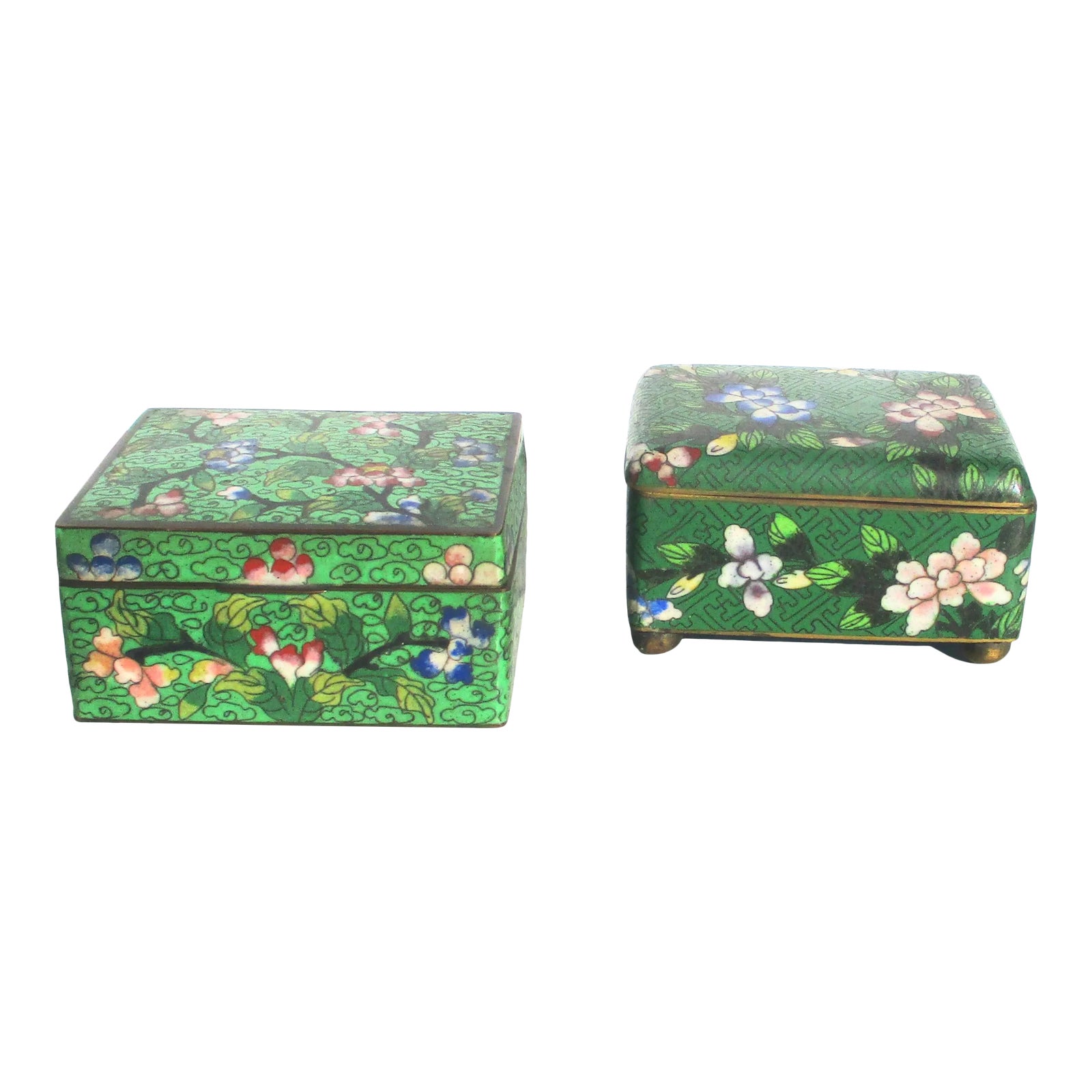 Matched Pair of Chinese Enamel Boxes Circa 1910s' -A Pair of 2 | Chairish