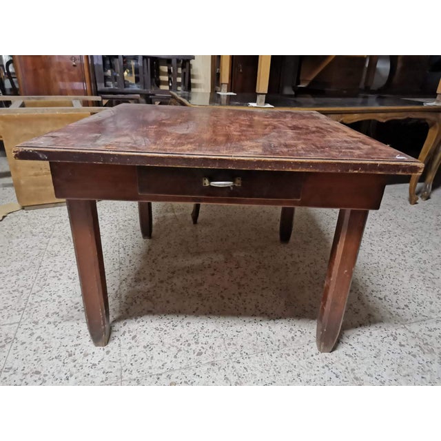 Italian Square Pinewood Kitchen Table, 1940s | Chairish