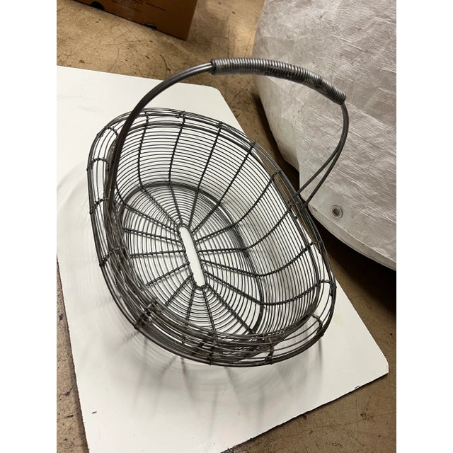 Mid 20th Century Vintage French Wire Gathering/ Egg Basket | Chairish