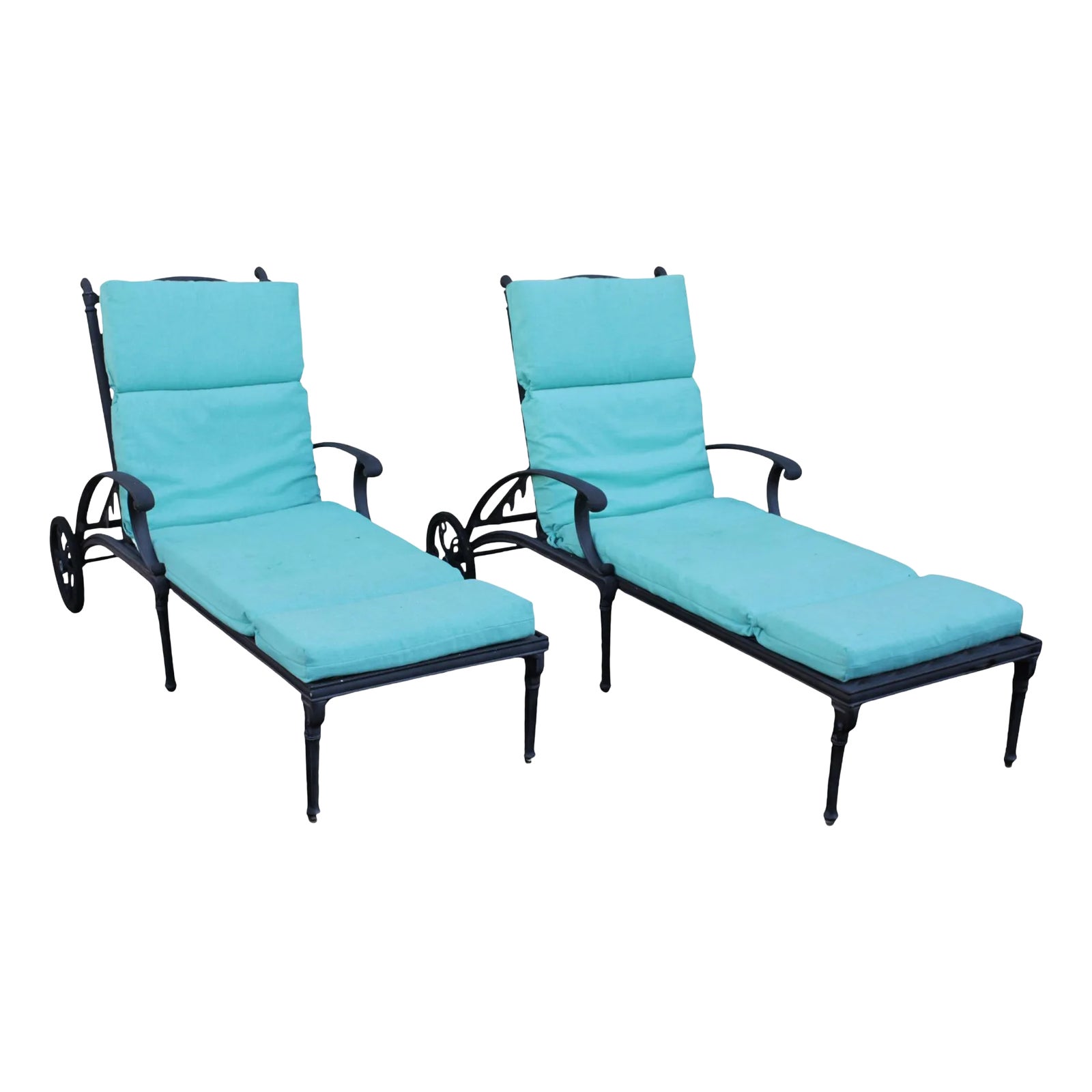 Hanamint Pair of Cast Aluminum 'Biscayne' Outdoor Chaise Lounges | Chairish