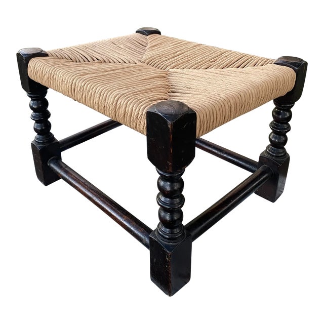 Woven Rope Stool on Turned Legs (Uk) | Chairish
