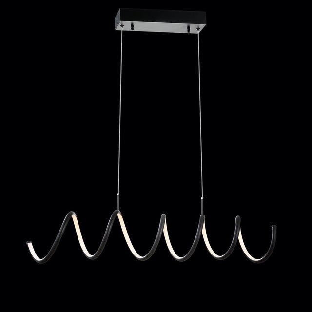 Dimmable Adjustable Integrated LED Metal Linear Pendant, Black | Chairish