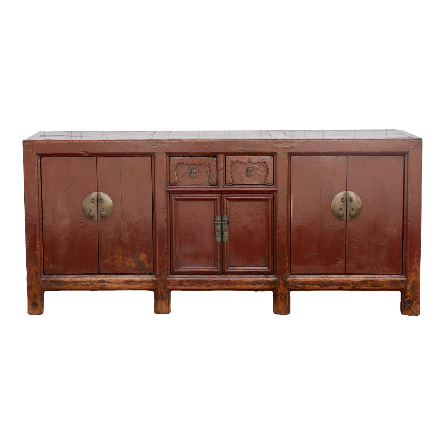 Antique Red Painted Chinese Sideboard | Chairish