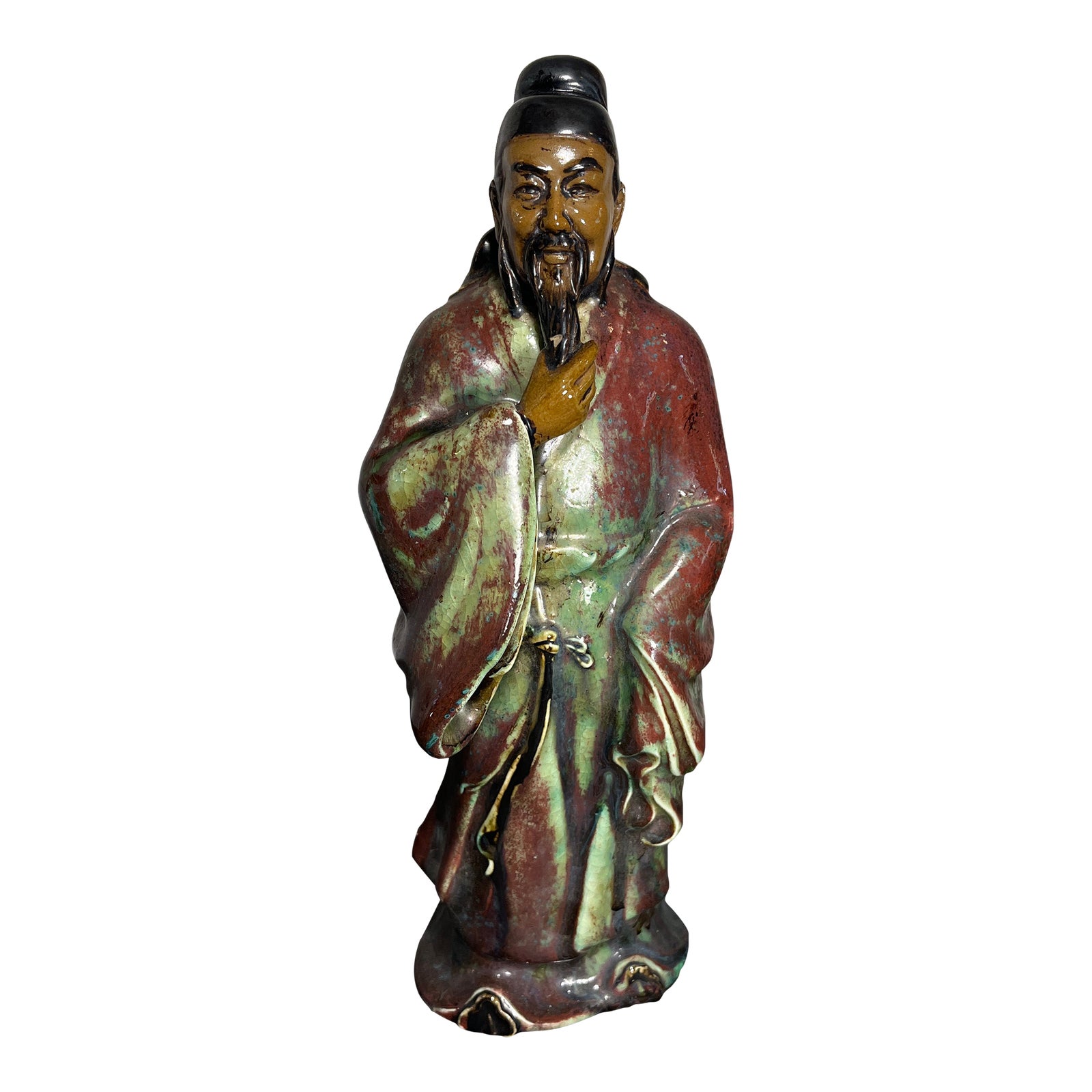 Mid 20th Century Chinese Shiwan Pottery Figure | Chairish