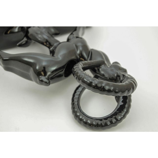 Art Deco Royal Haeger Style Ceramic Sculptural Ram Ibex Black | Chairish