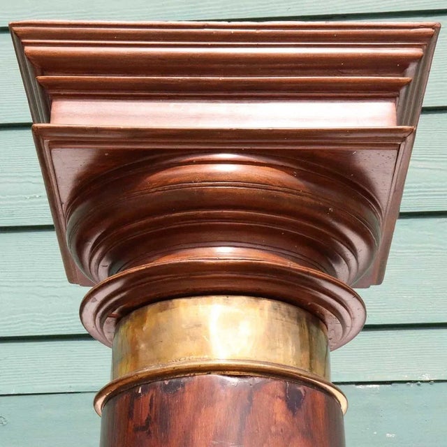 Brass Mounted Solid Rosewood Pillar with Teak Capital | Chairish