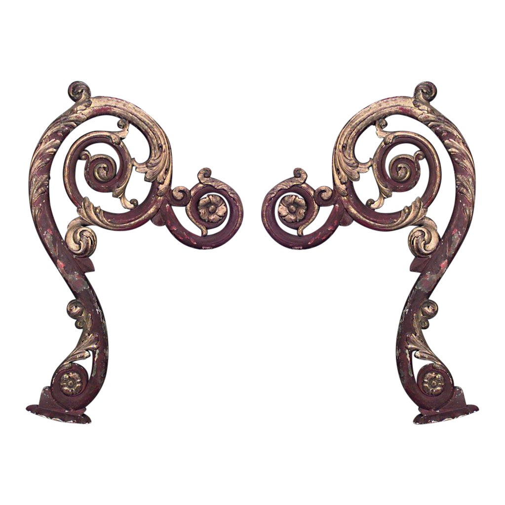 Italian Rococo Style Carved Gilt Wall Brackets | Chairish