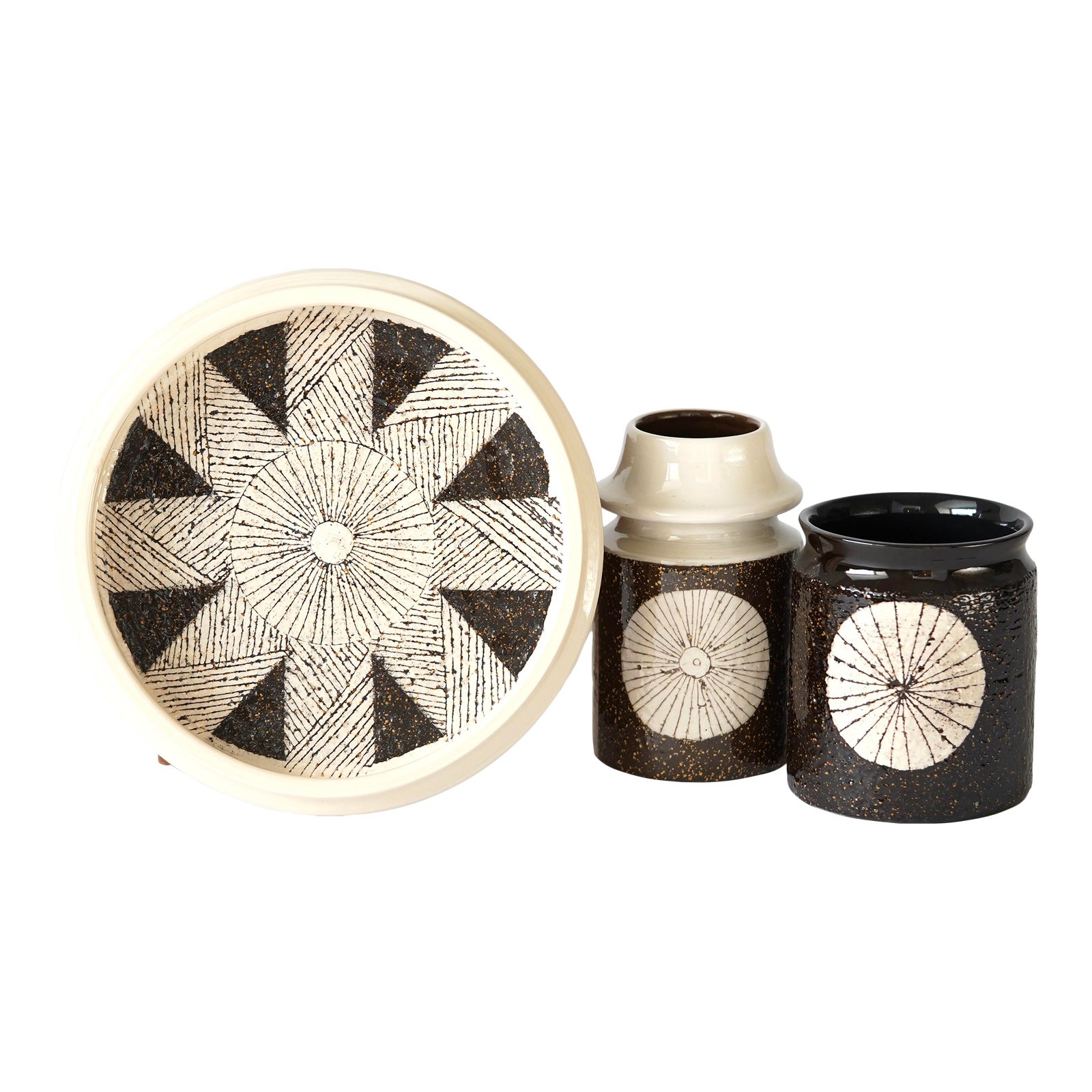 Mid-Century Modern Swedish Handmade Ceramic Set- 3 Pieces | Chairish