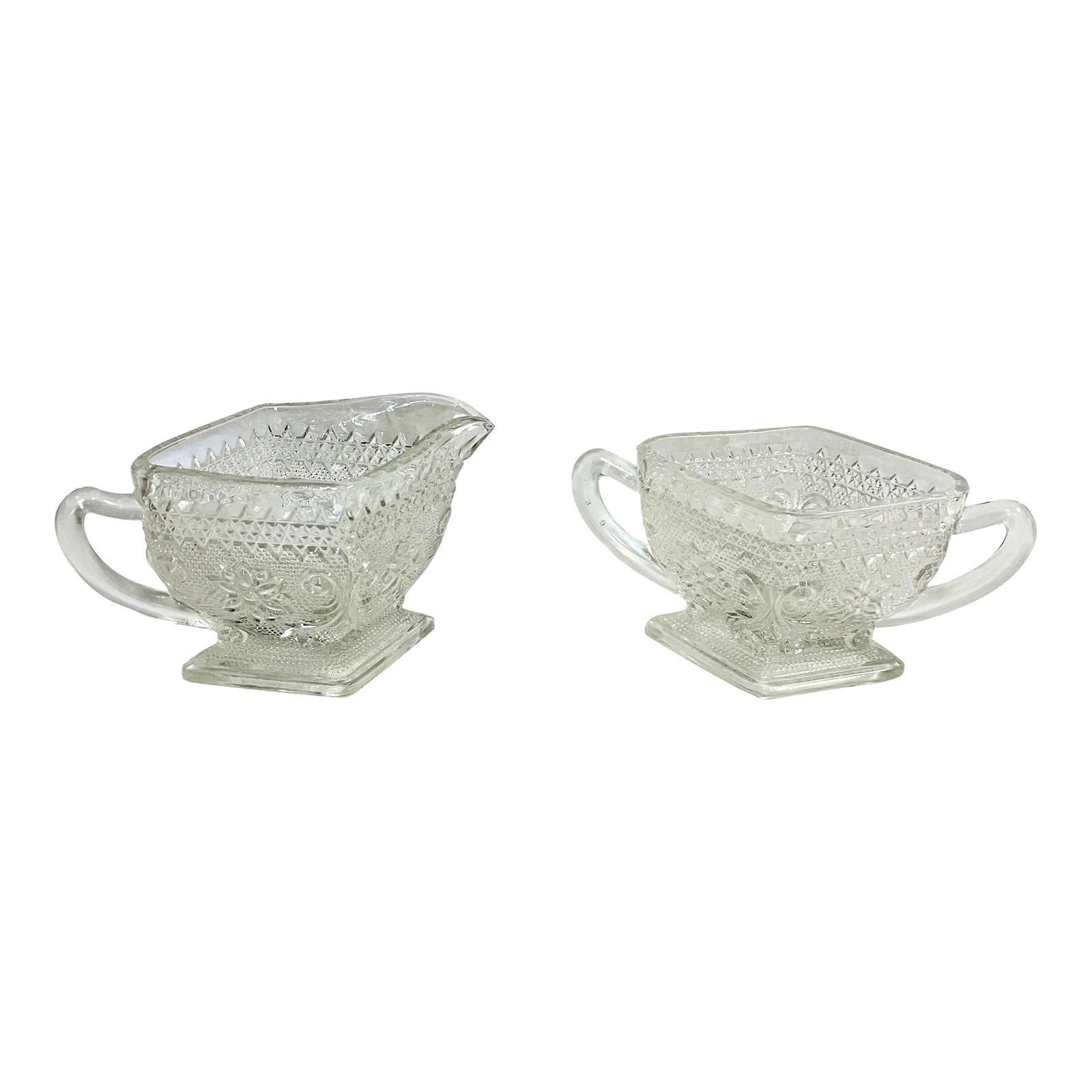 1930s Depression Glass Daisy Pattern Sugar & Creamer Set- Set of 2 ...