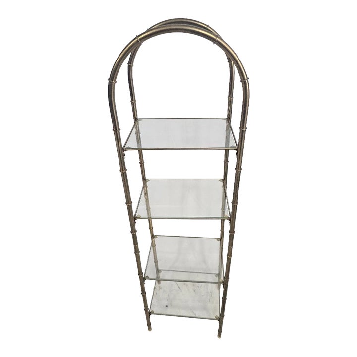 Vintage Brass and Glass 4 Shelf Display Shelf 60" Tall | Chairish