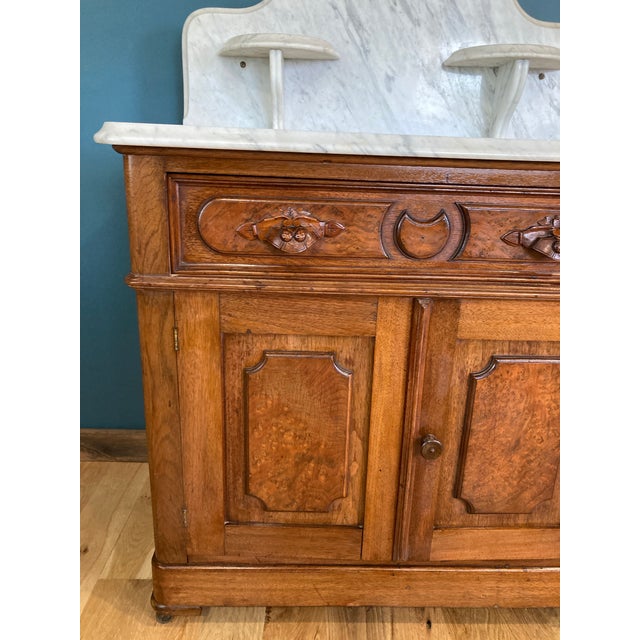 Late 19th Century Antique Hand Carved Washstand With White Marble Top ...