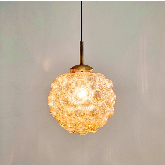 Large Mid-Century Modern Amber Bubble Glass Ceiling Light by Helena ...