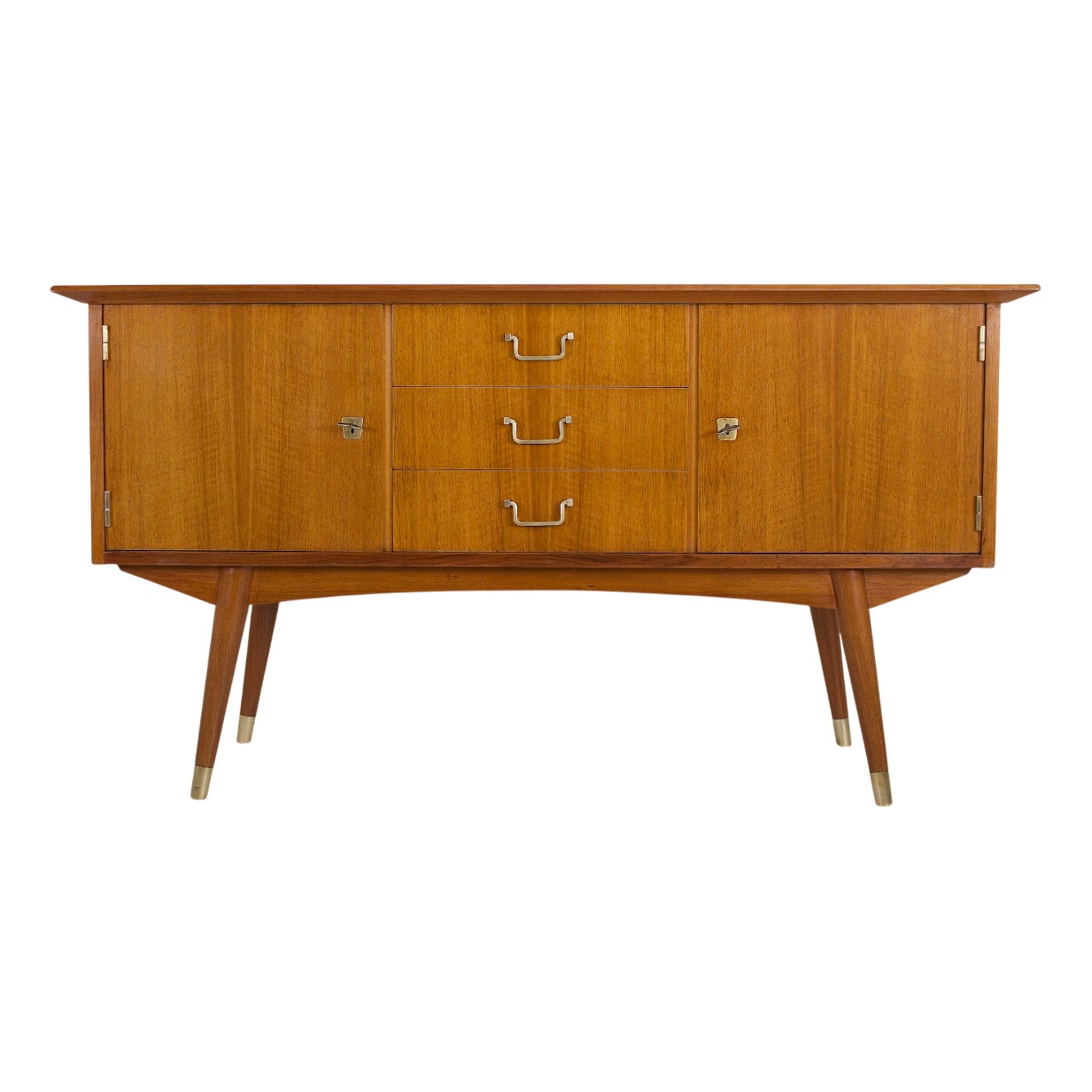 Modern Sideboard with Brass Compass Legs, 1950s | Chairish
