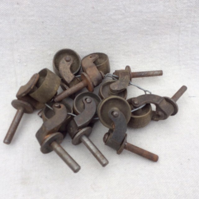 Antique Brass Castors - Set of 8 | Chairish