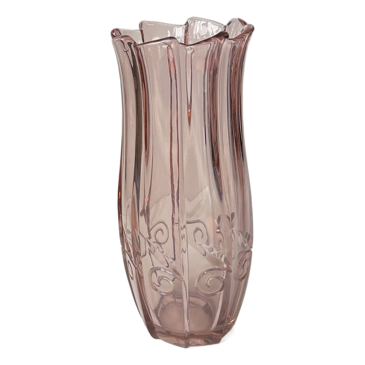 Vintage Art Deco Vase in Pink Rosaline Glass, 1930s | Chairish