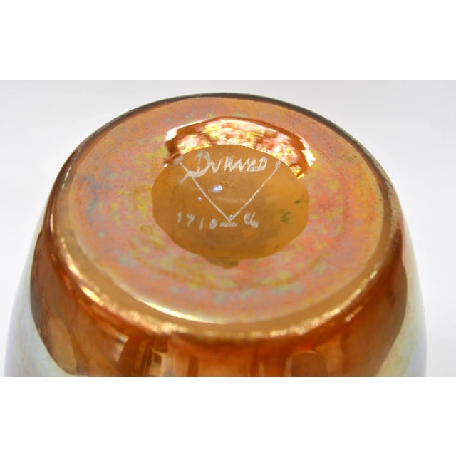 Durand Art Deco Irridescent Gold Glass Vase, Signed | Chairish