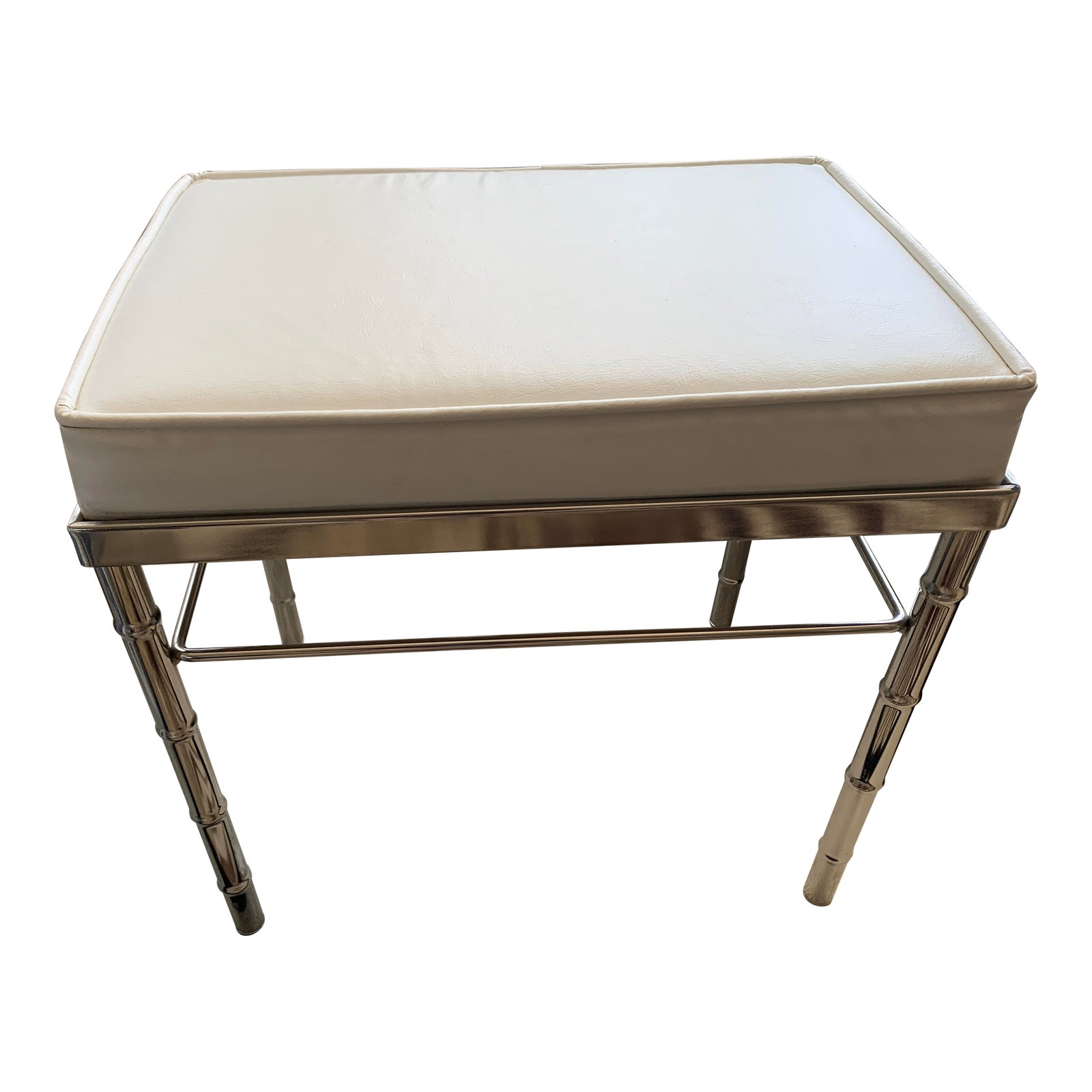 Vintage George Koch Sons Chrome Faux Bamboo Vanity Bench or Stool ...