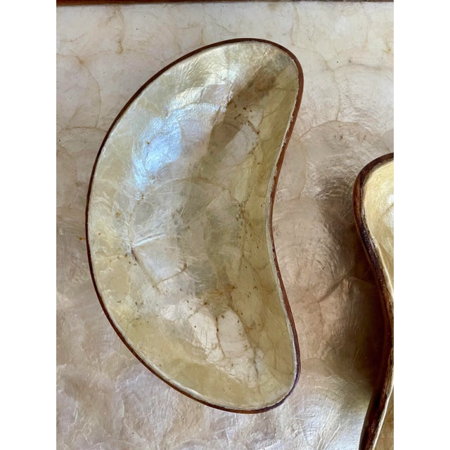 Vintage Capiz Shell Wood Tray and Matching Bowls | Chairish