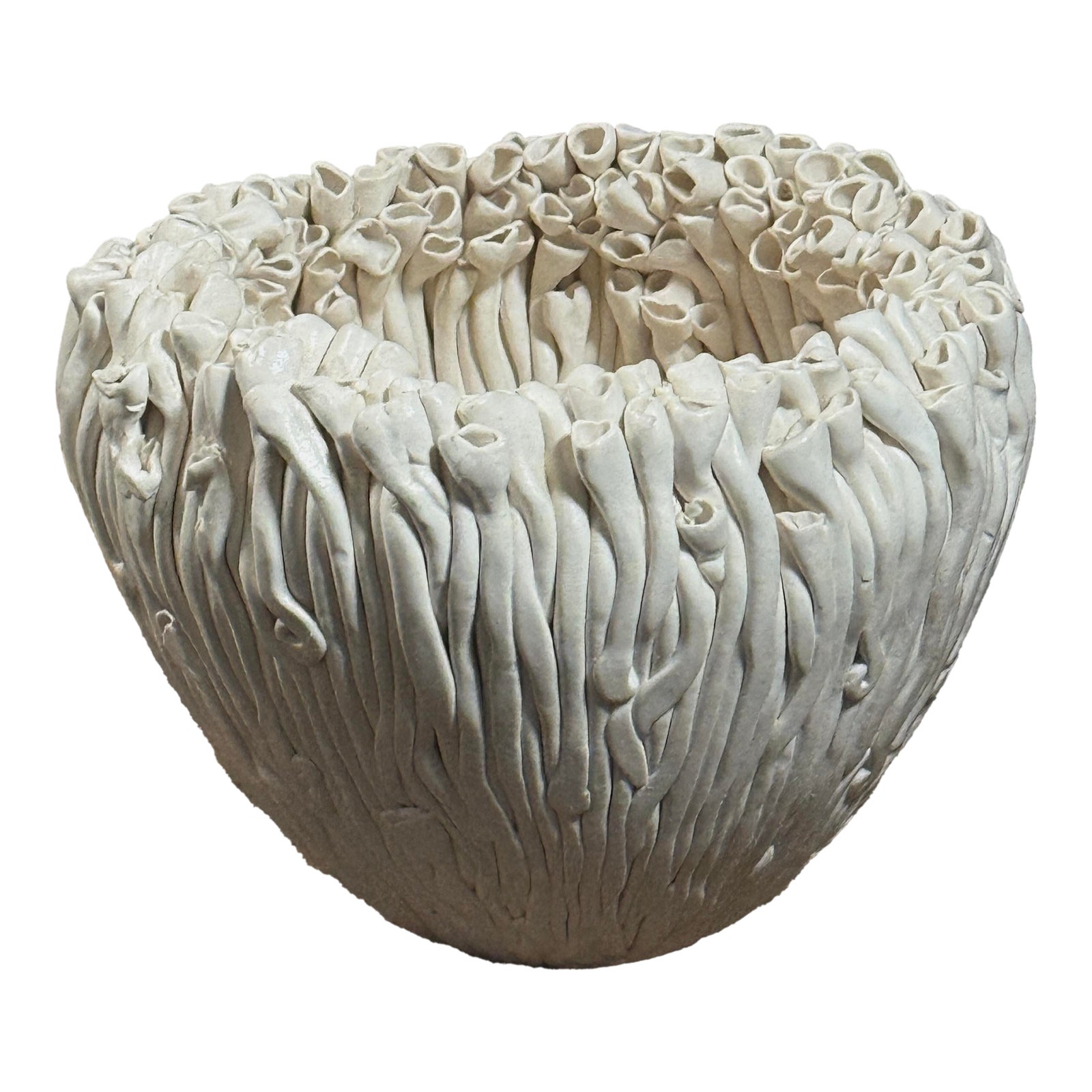 Vintage Surrealist Biomorphic Anemone Glazed White Ceramic Vase by ...