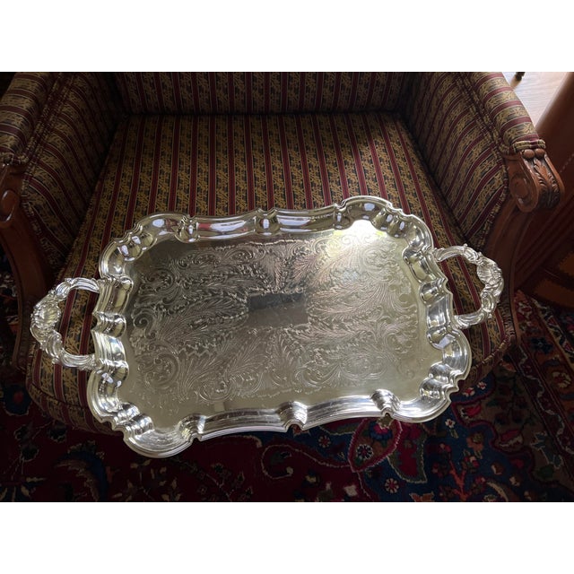 Vintage Mid 20th Century Silver Plate Buttler Scallop Tray | Chairish