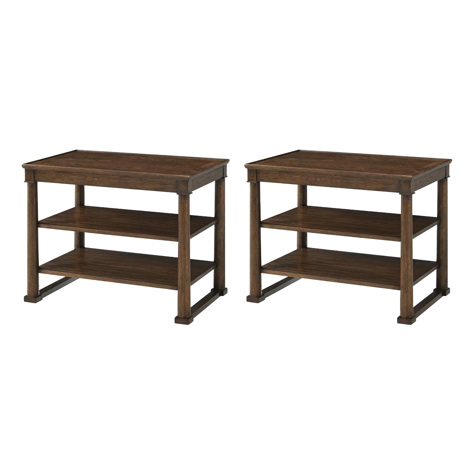 Pair of Classic Brown Side Tables | Chairish