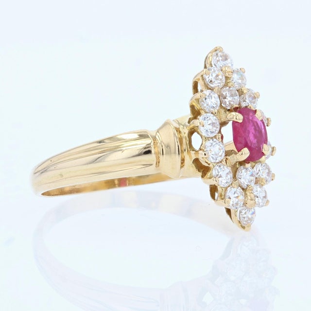 Modern Ruby Diamonds 18 Karat Yellow Gold Shuttle Shape Ring Size 7 ...