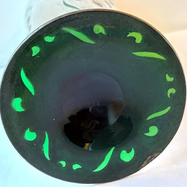 Large American Steuben Emerald Glass and Alvin Sterling Silver Deposit ...